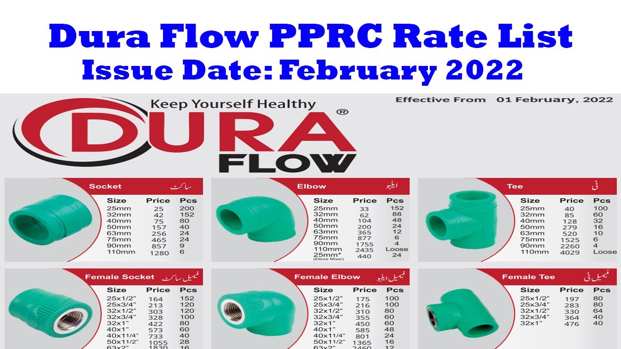 dura flow pprc pipes and fitting price list 2022 | dura flow pprc pipes ...