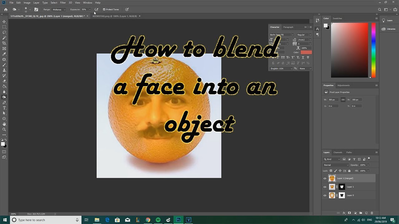 Photoshop: How to blend a face into an object - YouTube