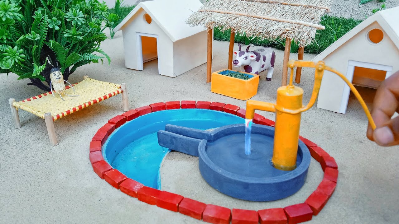 mini hand pump water supply | how to make cow shed | water pump project ...