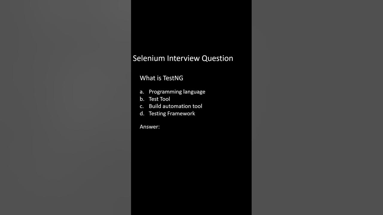 Testng Selenium Interview Question Shorts Youtube