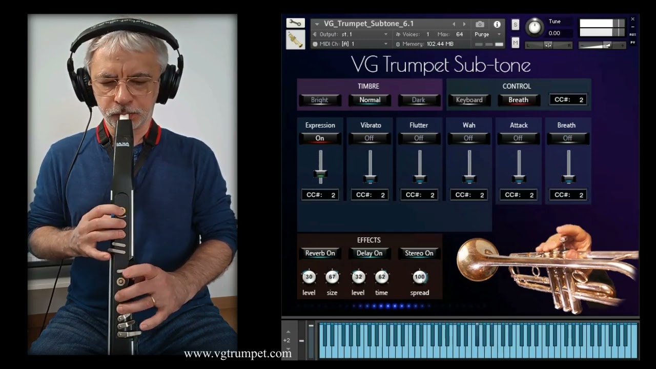 AKAI EWI 4000s wind controller and VG Trumpet Subtone Sound library for ...