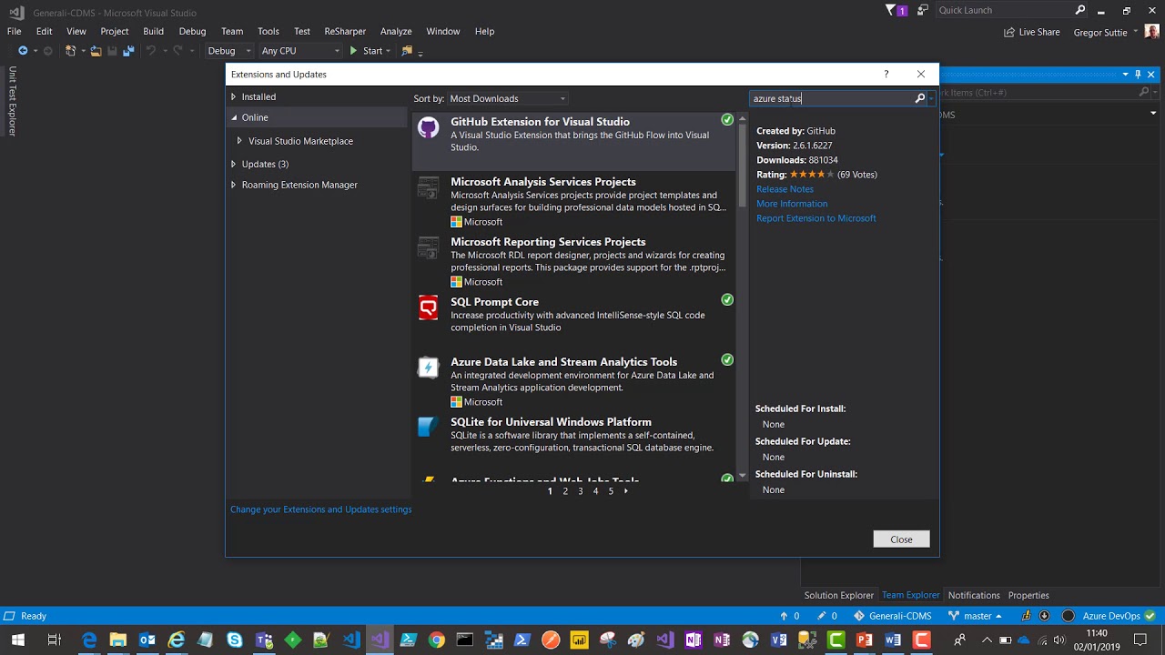 Azure Devops Status Page in Visual Studio - YouTube