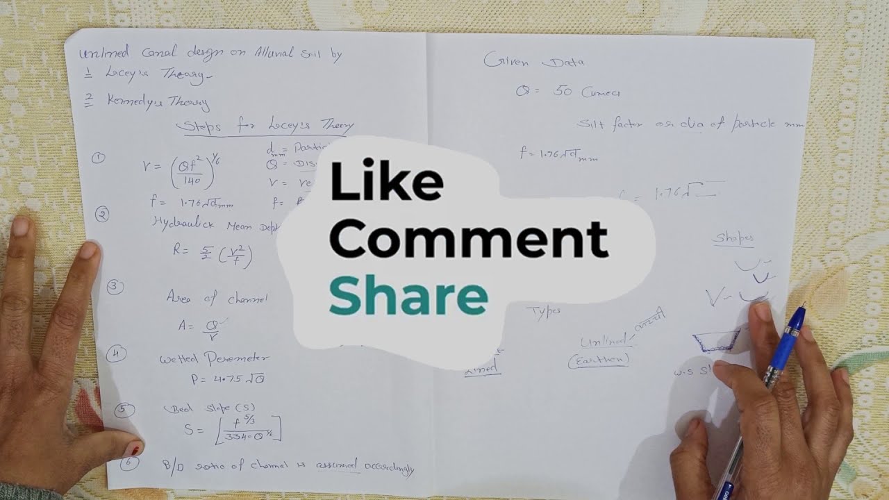 Design of Unlined(Earthen) Canal by Lacey's Theory | Irrigation ...