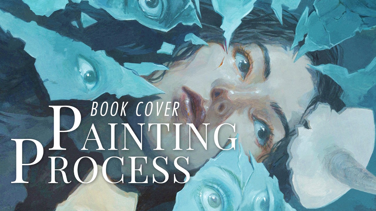 art process painting a book cover illustration - YouTube