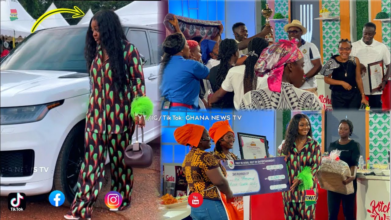 Beautiful Jackie Appiah arrives in her New Range Rover at TV3’s Kitchen ...