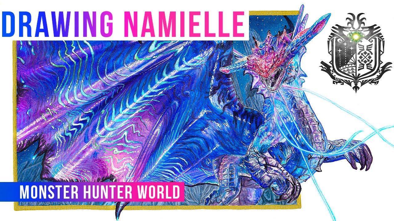Drawing NAMIELLE with coloured pencils! | MONSTER HUNTER WORLD - YouTube