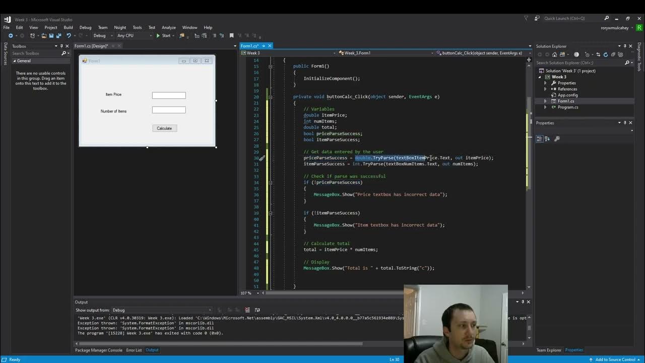 Implement Error Catching - Try Catch and Try Parse for Beginners - YouTube