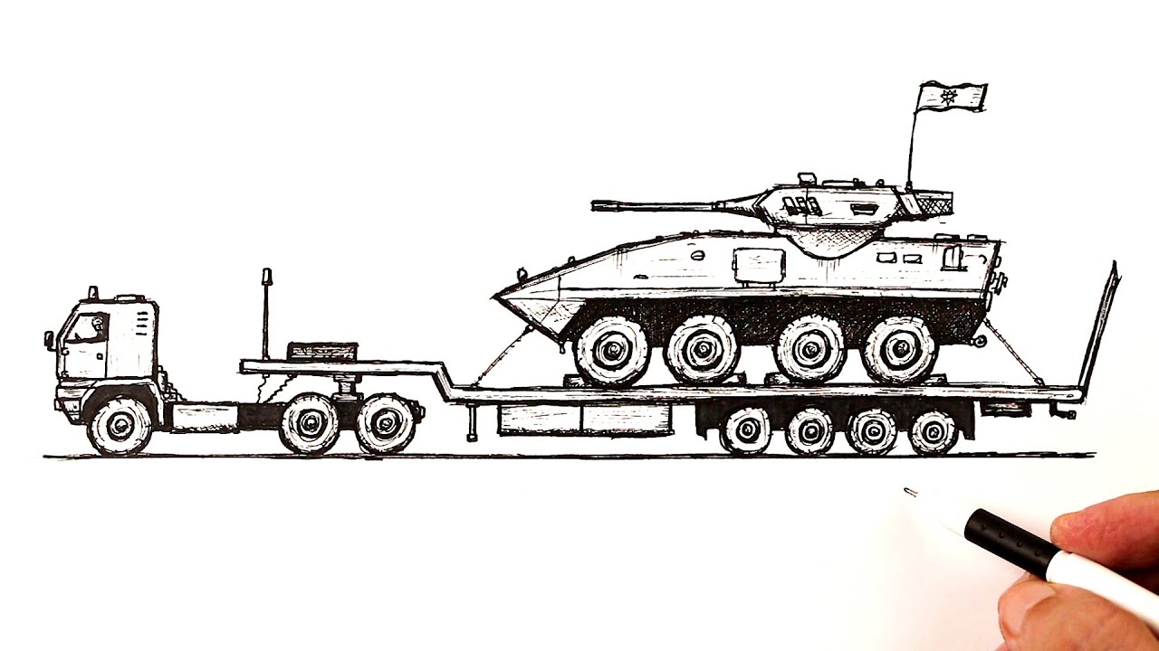 How to draw a Military vehicles - YouTube