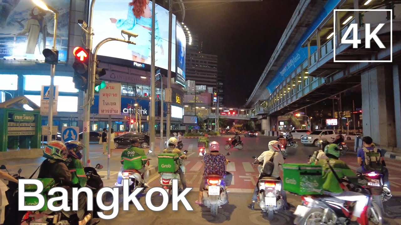 [4K] Bangkok Night Drive - Bangkok City at Night | Motorcycle Taxi ...