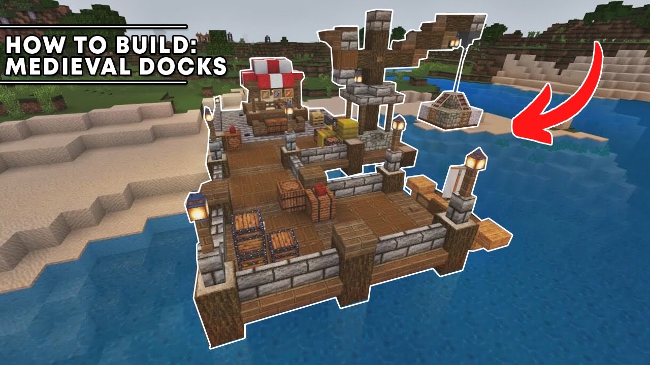 Minecraft | How to Build a Medieval Docks with Medieval Shop - YouTube