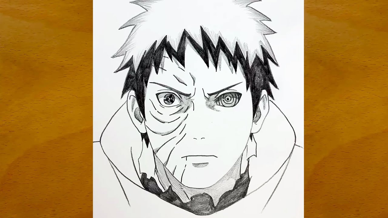 How to Draw Obito Uchiha from Naruto | Full Drawing Process Step by ...