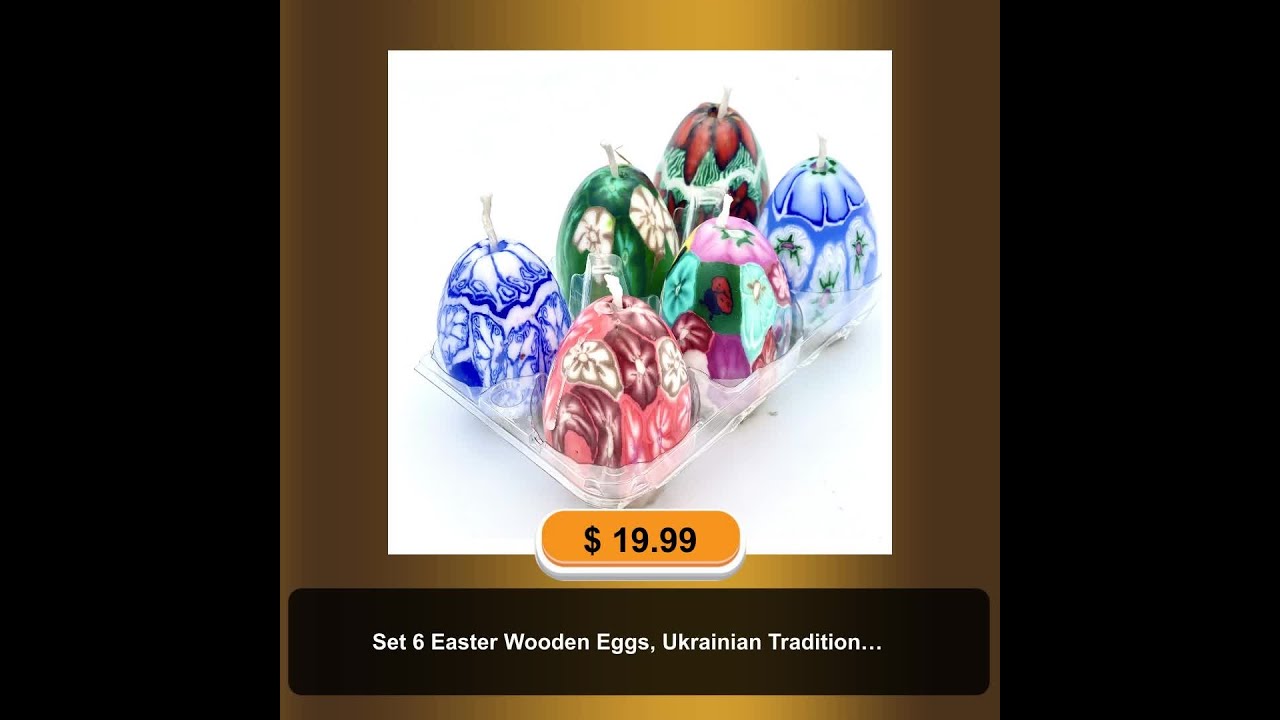 Set 6 Easter Wooden Eggs, Ukrainian Traditional Pysanky, Hand Painted ...