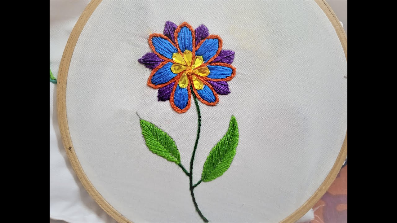 Hand Embroidery of Colorful Flower - YouTube