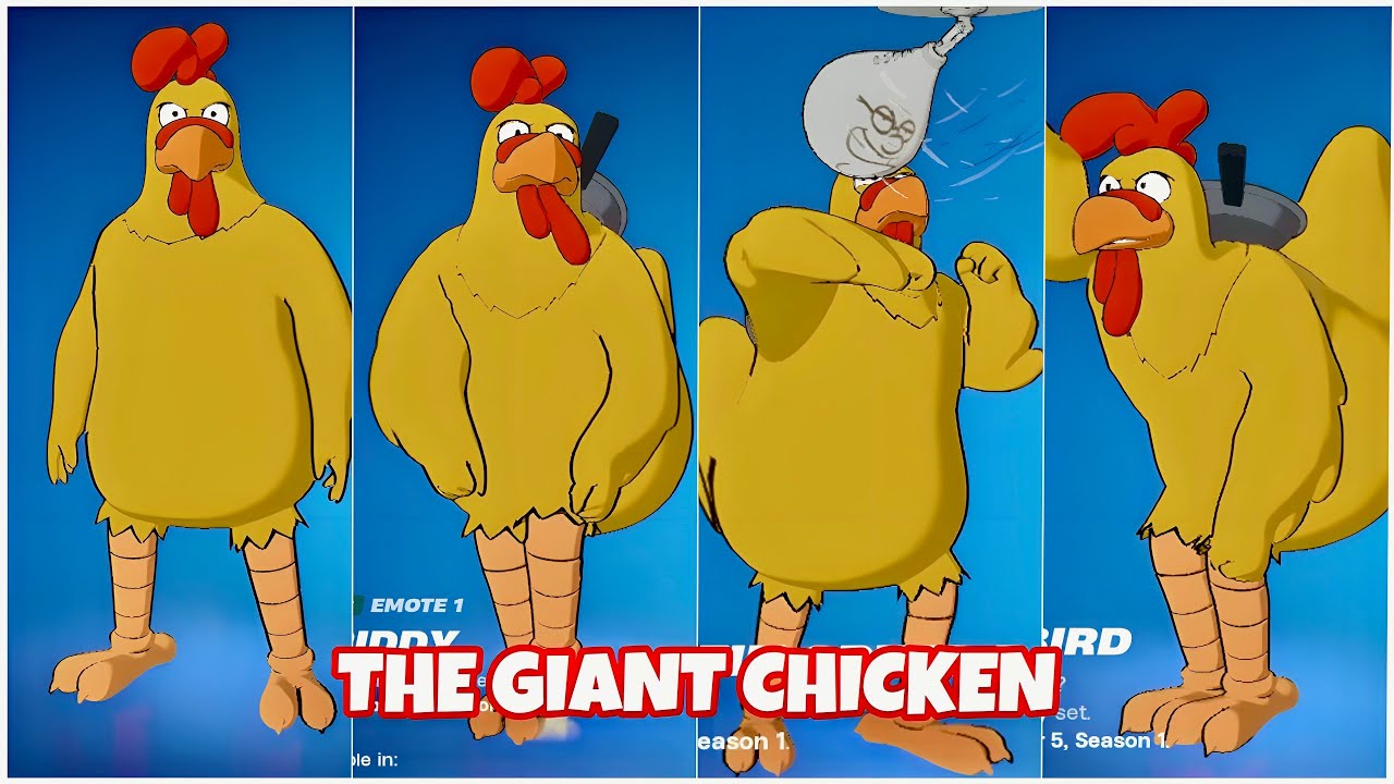 New The Giant Chicken Skin Showcase with Dances & Emotes|Fortnite X ...