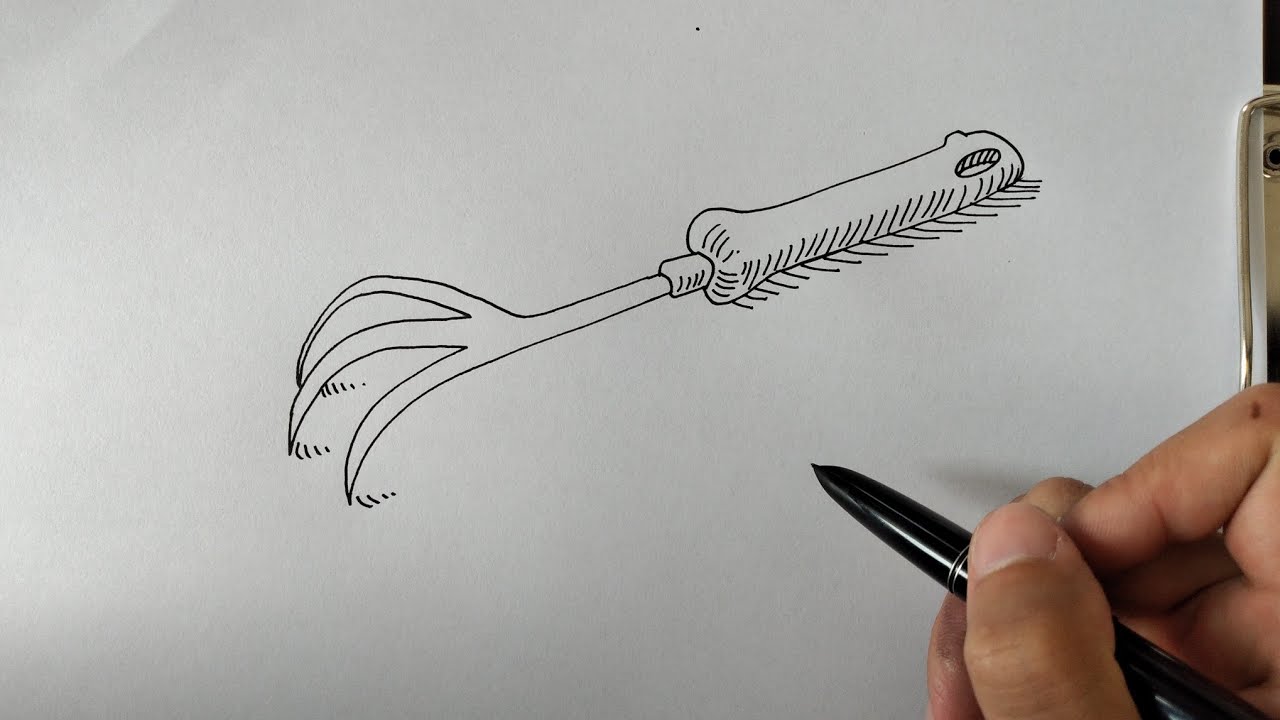 Cómo dibujar un rastrillo/How to draw a rake - YouTube