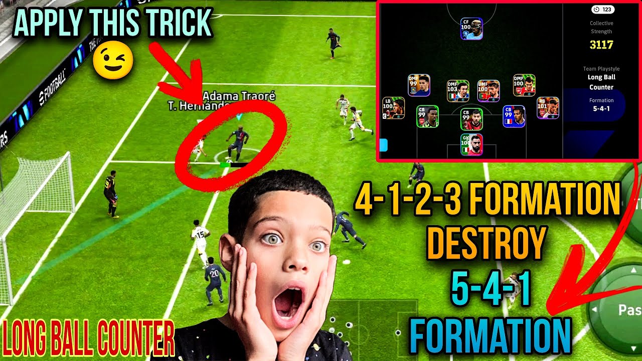 HOW TO DESTROY 541 FORMATION in eFootball 24 USING 4123 FORMATION Long ...