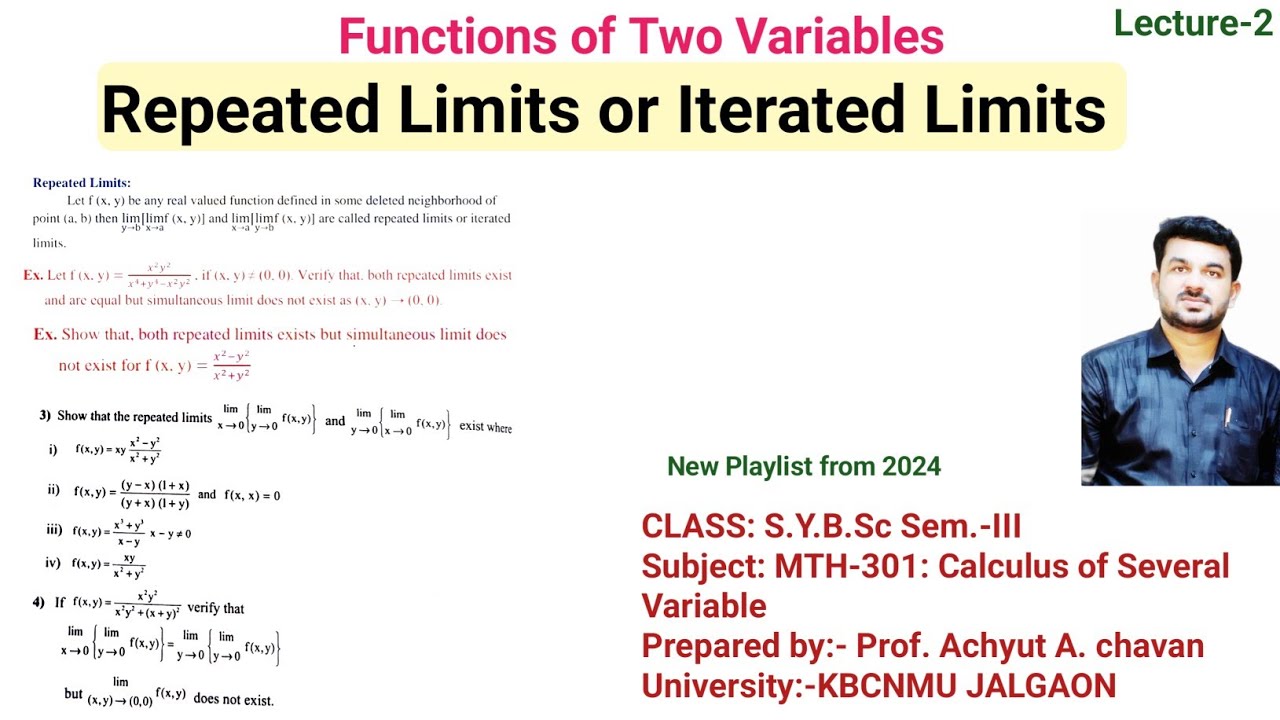 Repeated Limits Iterated Limits Functions Of Two Variables Sybsc Kbcnmu Jalgaon Youtube