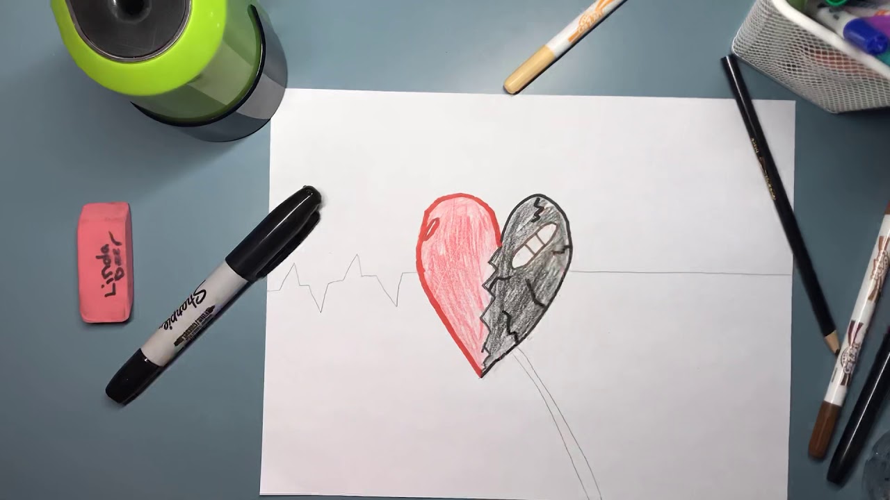 Half dead heart drawing ️🖤 - YouTube