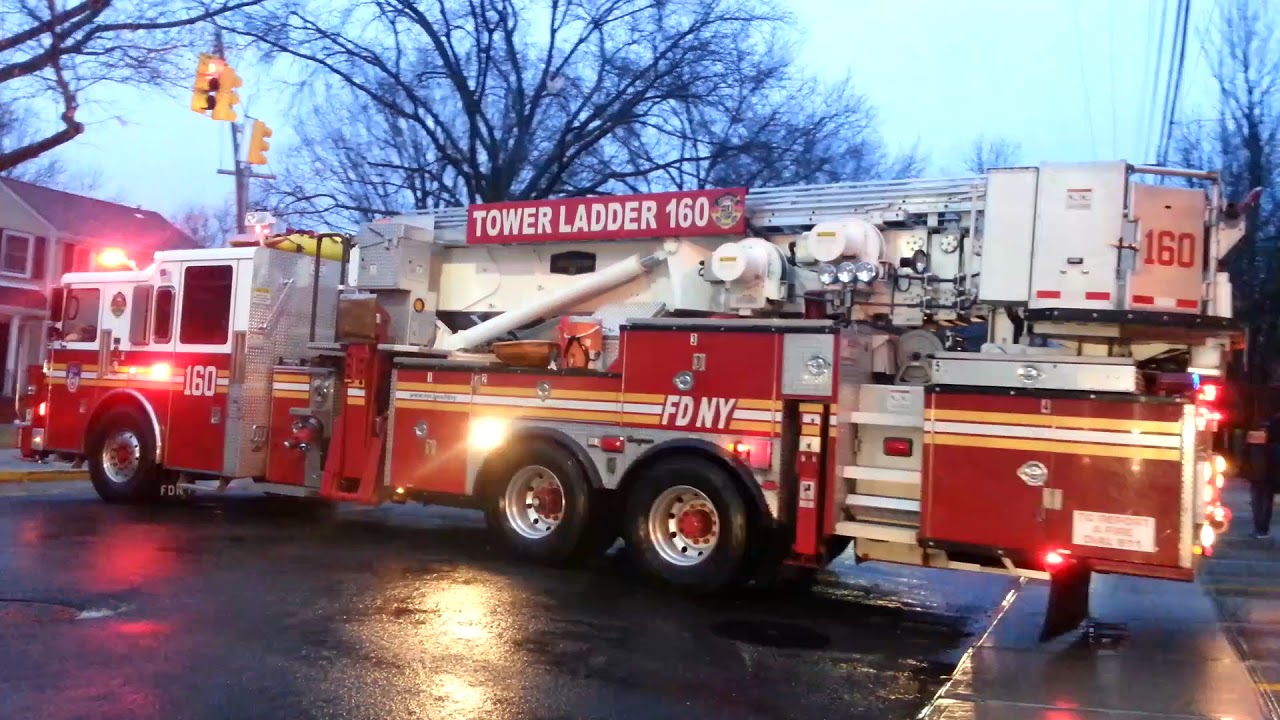 FDNY tower ladder 160 returning to quarters - YouTube