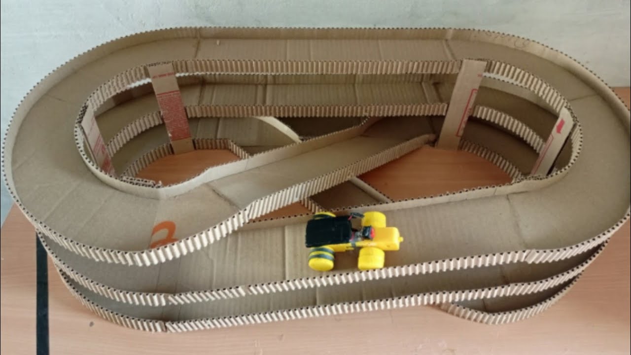 How to make nonstop car track from cardboard | magic track making - YouTube