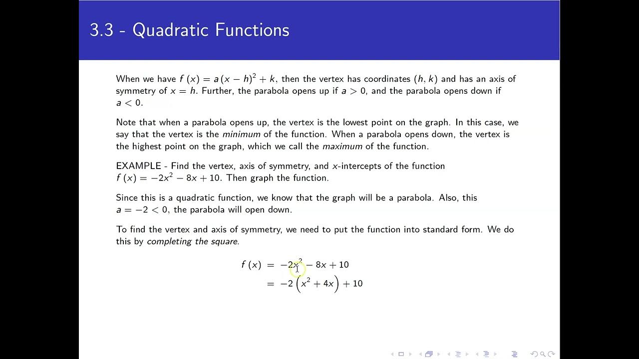 Quadratic Functions Intro - YouTube