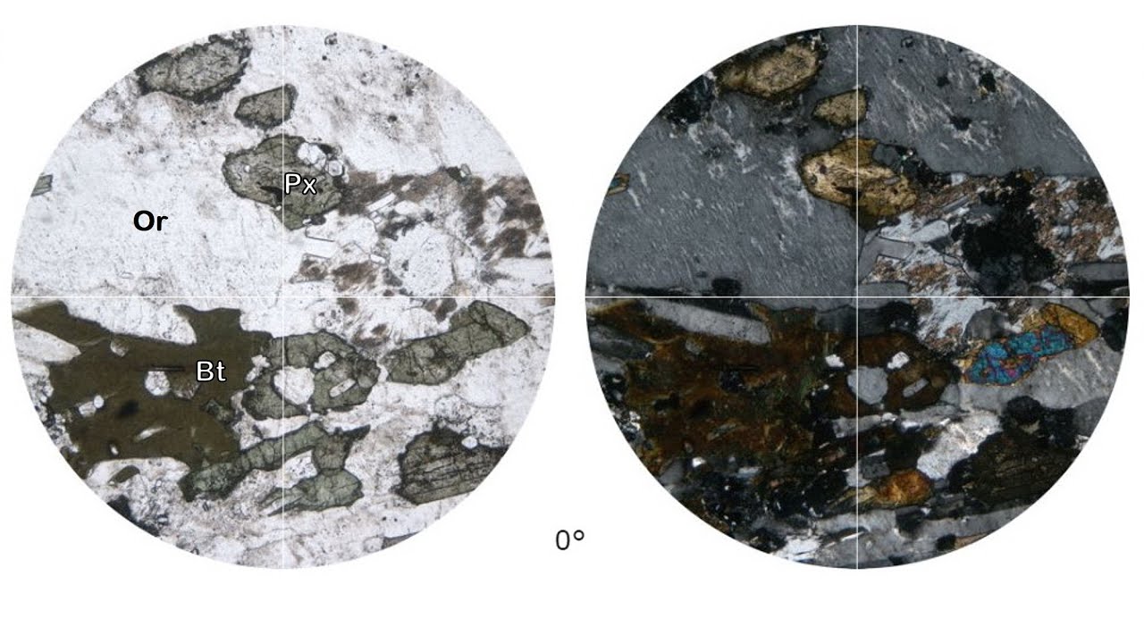 Virtual Microscope: Ορθόκλαστο, Βιοτίτης, Πυρόξενος / Orthoclase ...