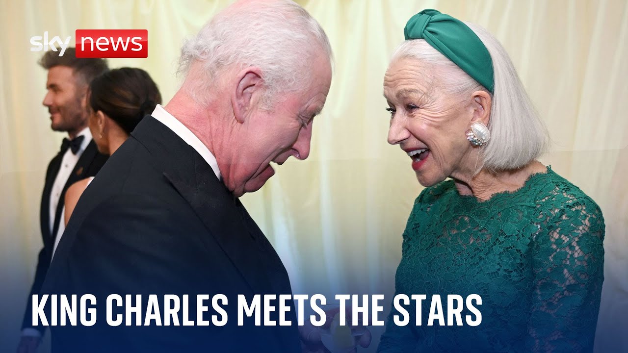 King Charles meets the stars at celebrity dinner - YouTube