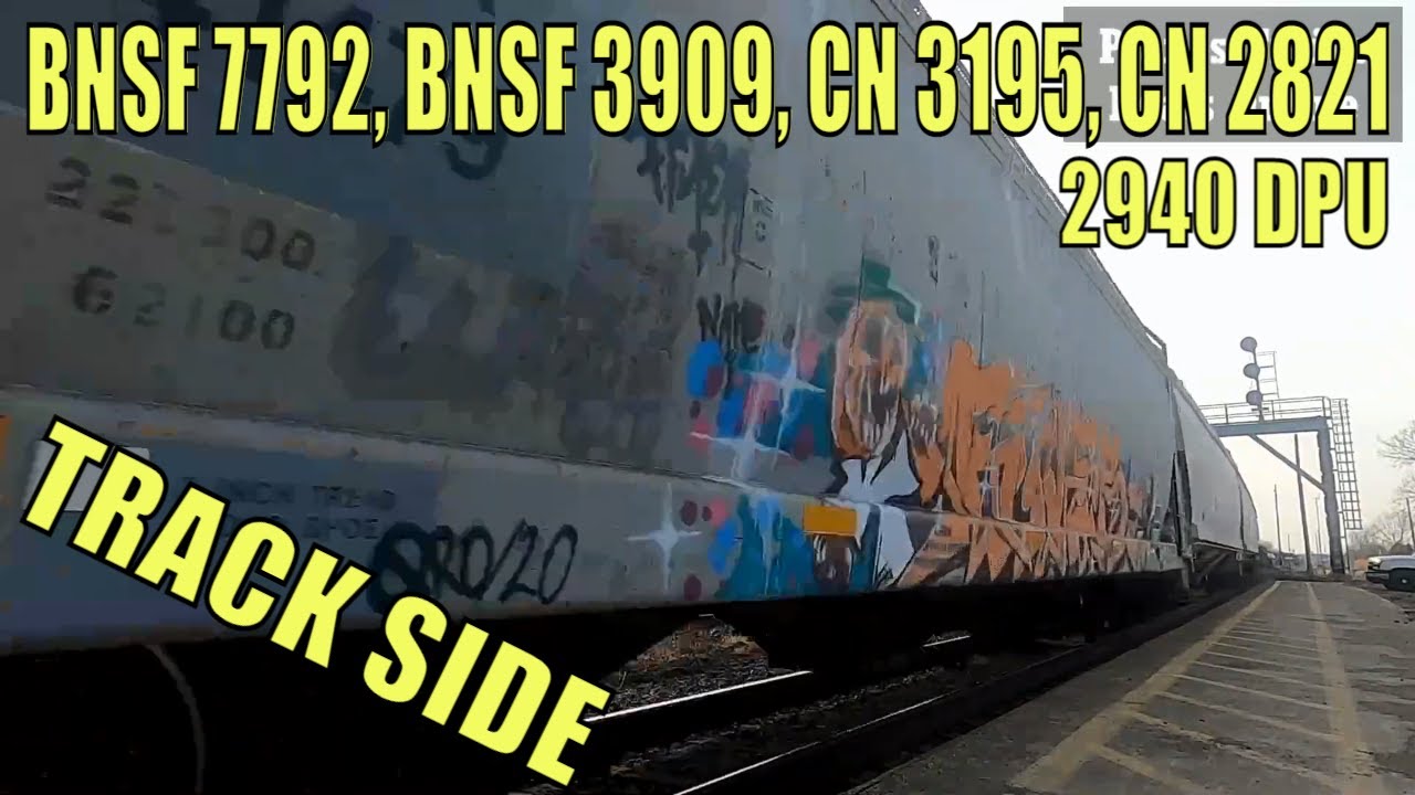 BNSF 7792, BNSF 3909, CN 3195, CN 2821 With CN 2940 Remote DPU Train Mar 09 2021 - GOPRO TRACK ...