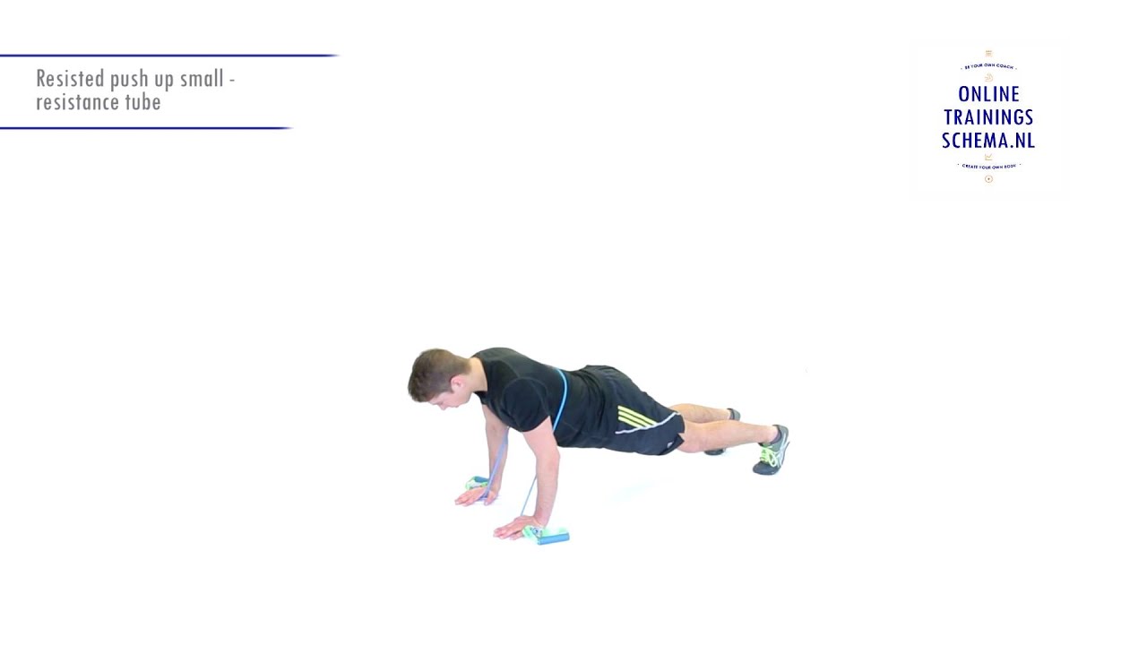 Resisted push up small - Resistance tube - Onlinetrainingsschema.nl ...