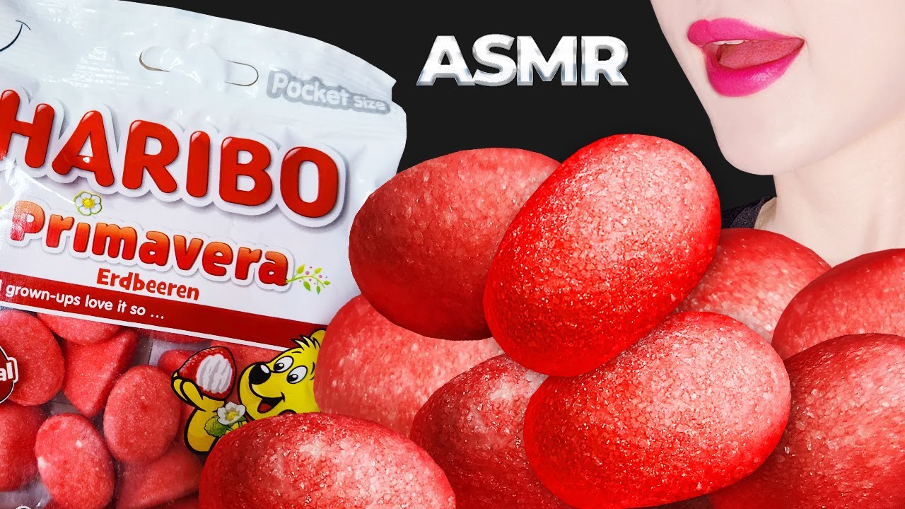ASMR 하리보 프리마베라 딸기 젤리 먹방 | Haribo Primavera Strawberry Jelly Mukbang ...