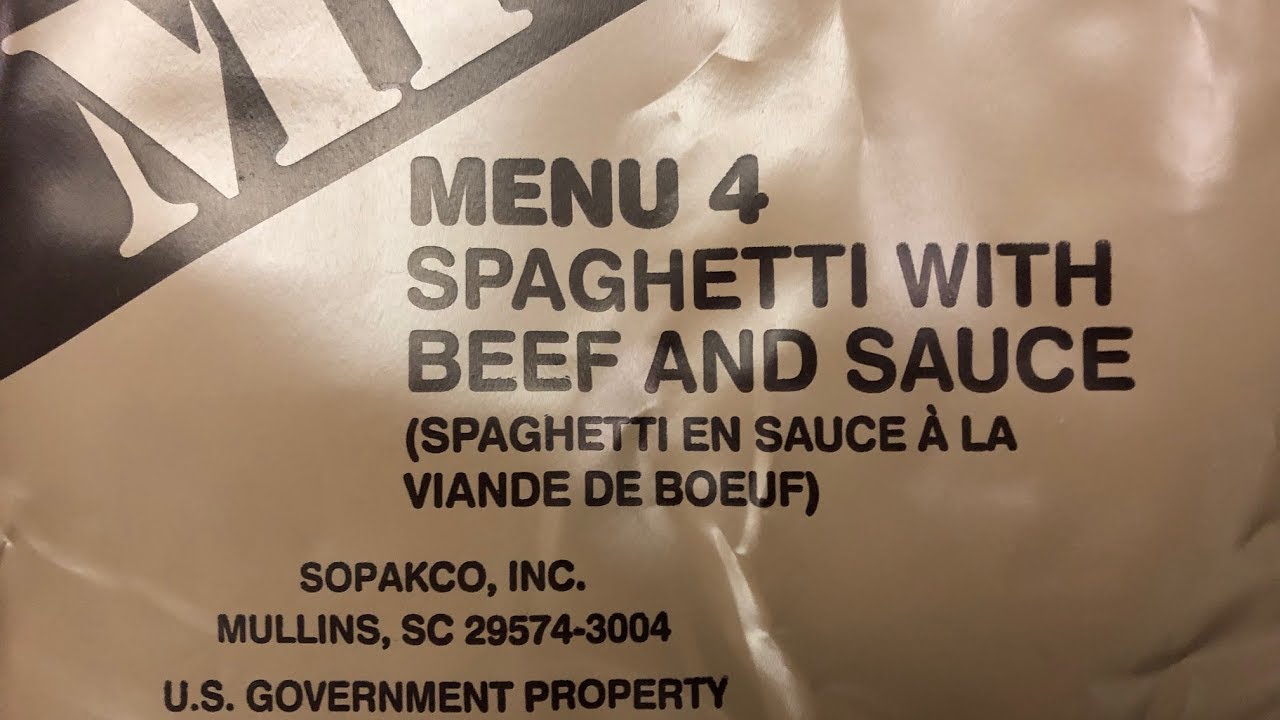 MRE: Spaghetti with Beef in Sauce Menu #4 ~2018~ - YouTube