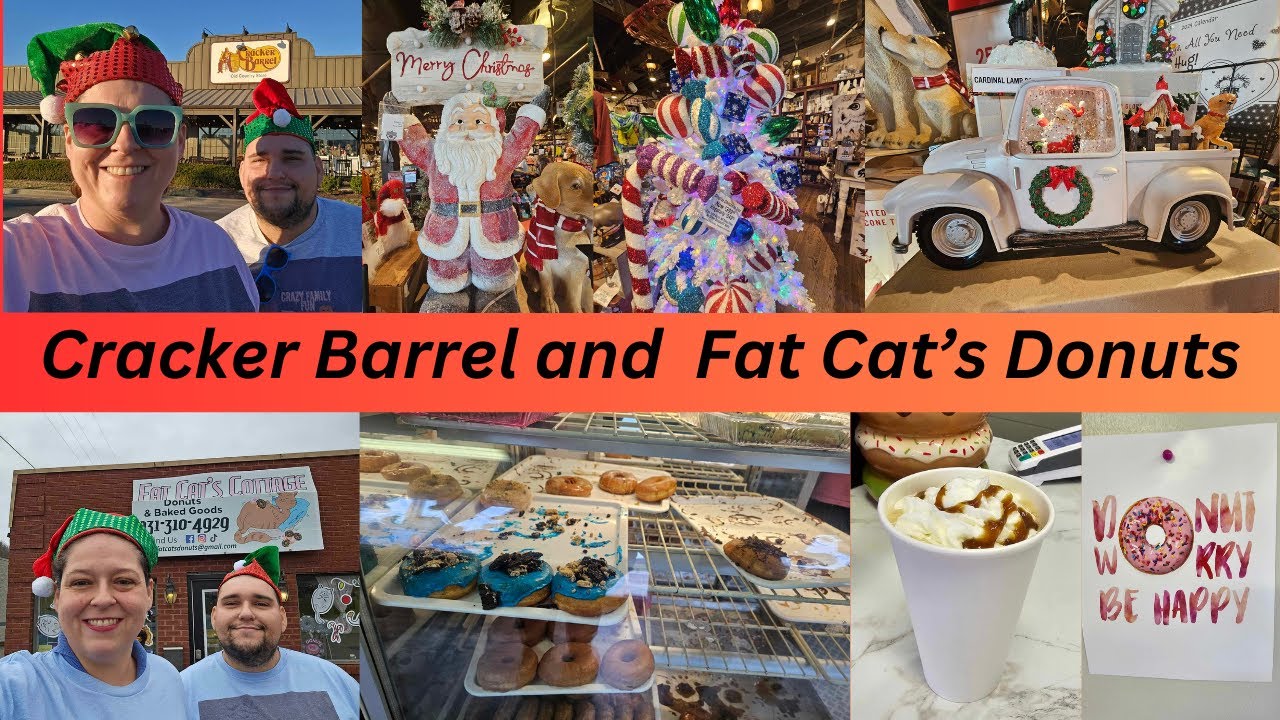 Christmas Decorations Shopping at Cracker Barrel and trying the new coffee shop called Fat Cats ...