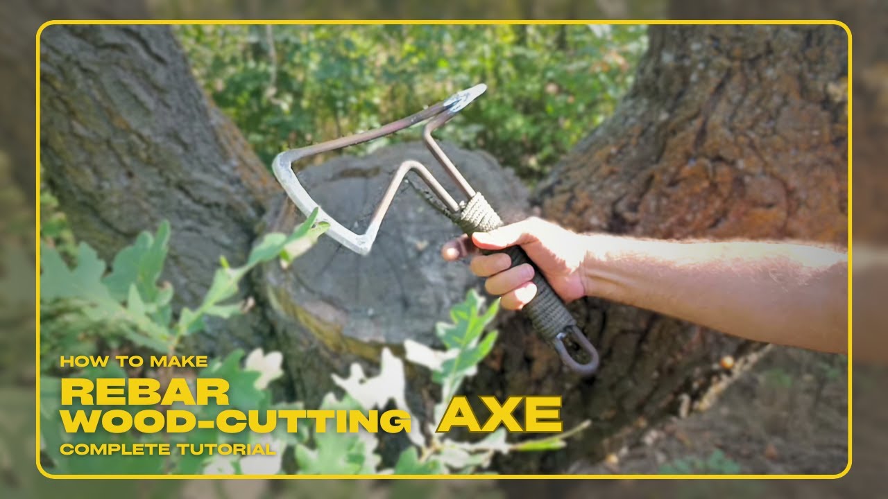 How to make Rebar Wood-Cutting Axe, Complete Instructions - YouTube