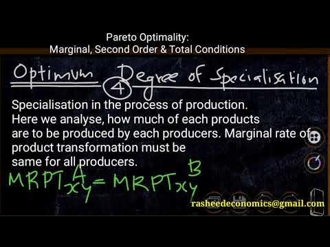 PARETO OPTIMALITY: MARGINAL CONDITIONS, SECOND ORDER CONDITIONS AND TOTAL CONDITIONS - YouTube