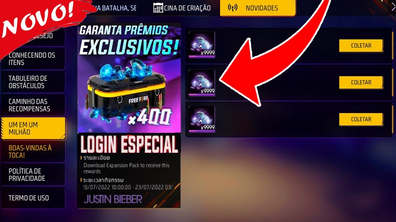 URGENTE! COMO PEGAR 9999 DIAMANTES DE GRAÇA NO FREE FIRE! NOVO EVENTO ...