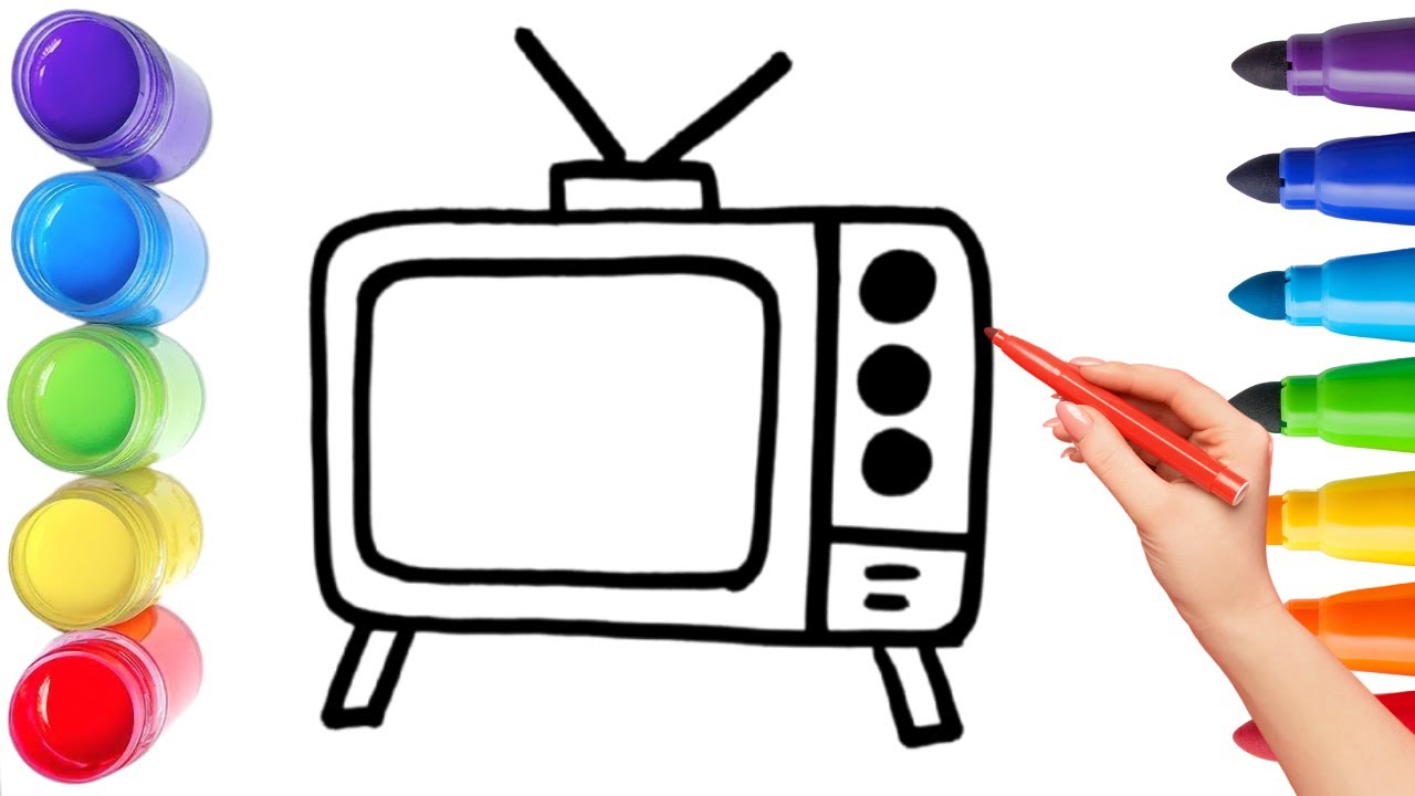 How To Draw Television Drawing, Painting & Coloring For Kids and ...