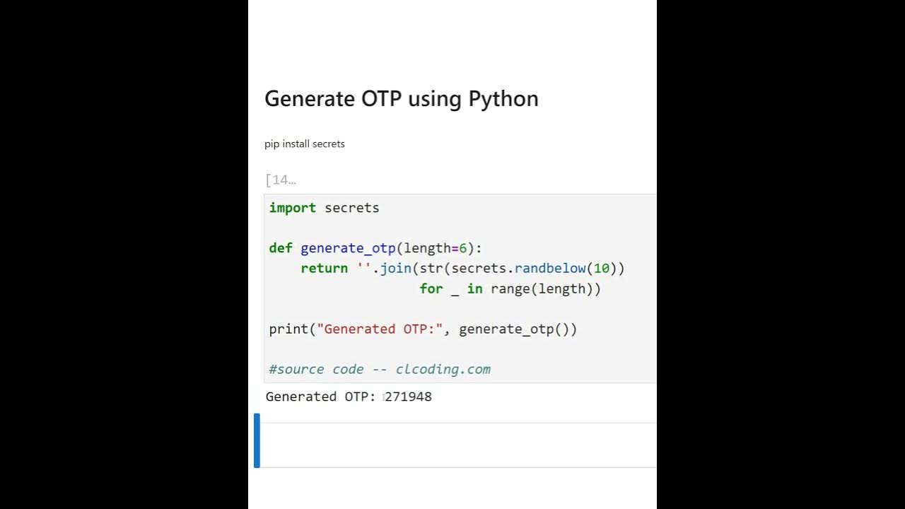 Generate OTP using Python - YouTube