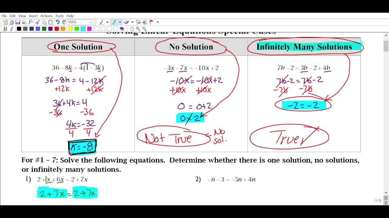 1 6 Notes Solving Linear Equations Special Cases YouTube 1-6-notes-solving-linear-equations-special-cases-youtube