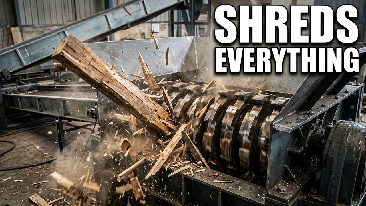 Industrial wood shredder for all waste wood - YouTube