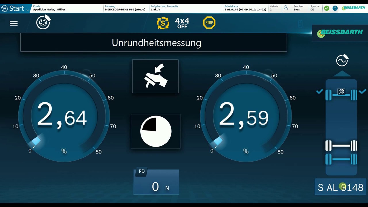 Anleitung Bremsenprüfstand Beissbarth ICPerform Software - YouTube