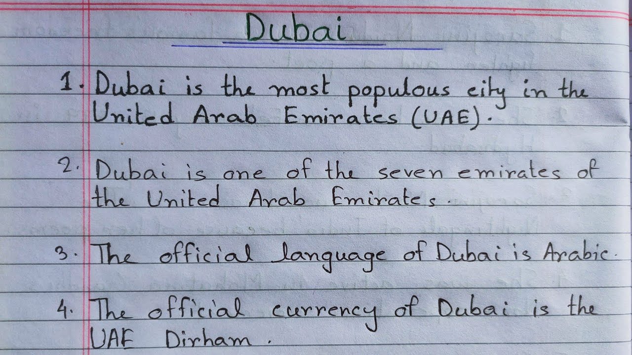 10 lines Essay on Dubai || Dubai Essay in English - YouTube