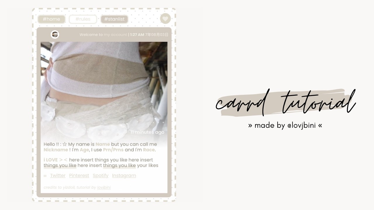 simple, classy & interactive carrd tutorial — © yizdoll - YouTube