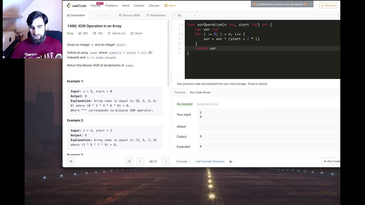 XOR Operation in an Array | Leetcode #1486 #golang #tests - YouTube
