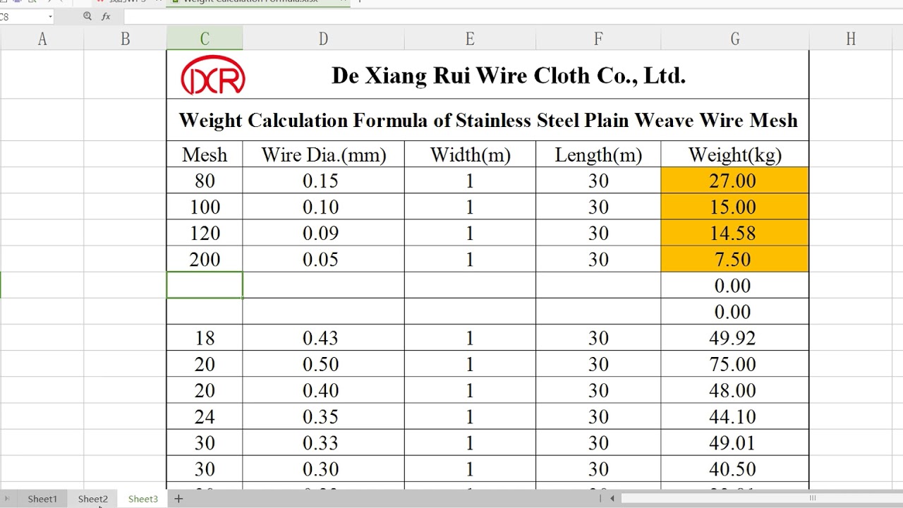 Weight Calculation Formula Of Stainless Steel Wire Mesh YouTube Weight Calculation Formula Of Stainless Steel Wire Mesh YouTube