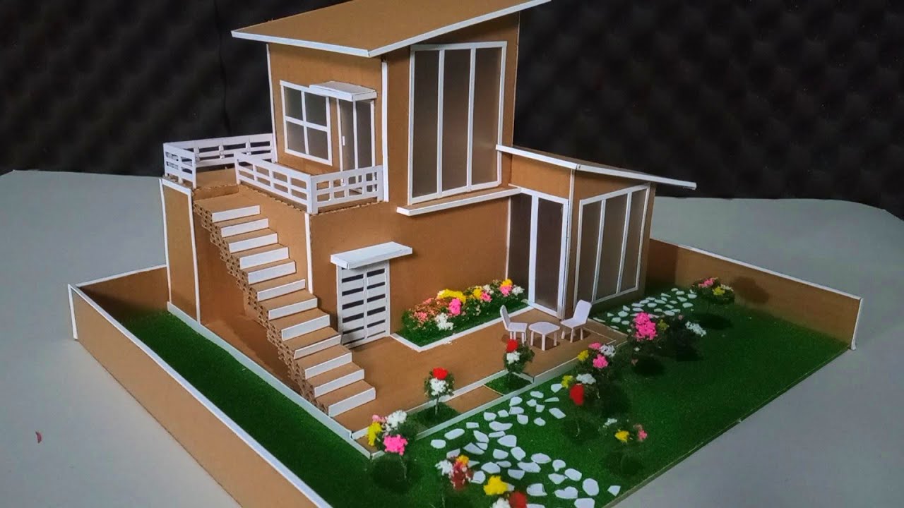 DIY MEMBUAT MINIATUR RUMAH DARI KARDUS #12 RUMAH 2 LANTAI - YouTube
