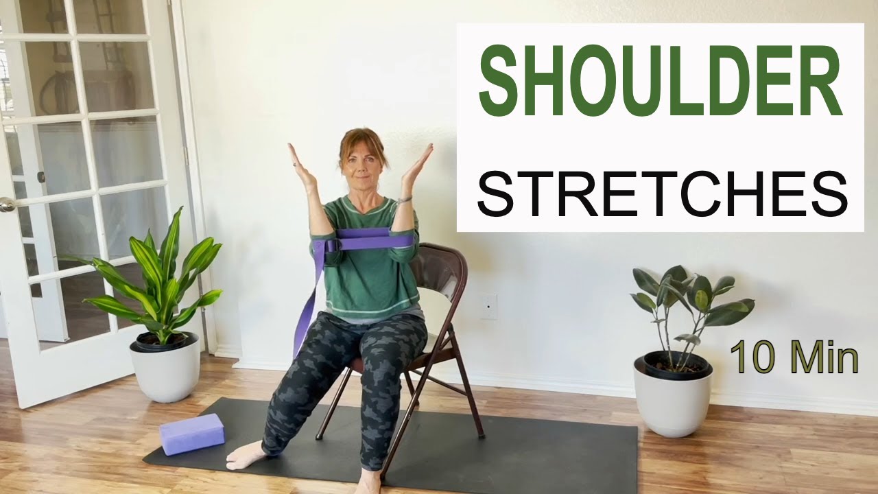 SORE SHOULDER STRETCHES (SHOULDER PAIN RELIEF STRETCH - SEATED/CHAIR ...