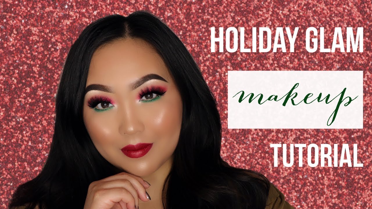 RED GREEN GLITTER GLAM MAKEUP TUTORIAL - YouTube