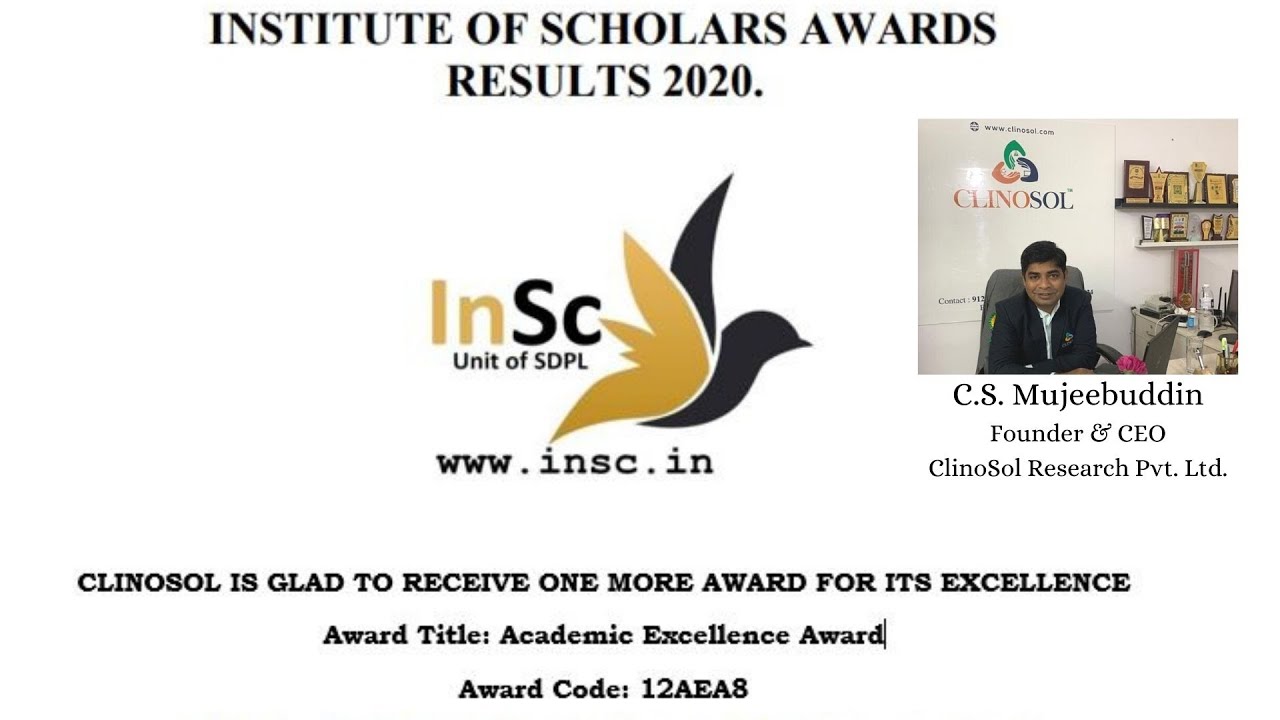 INSC Award| CLINOSOL Winner of INSC award - YouTube