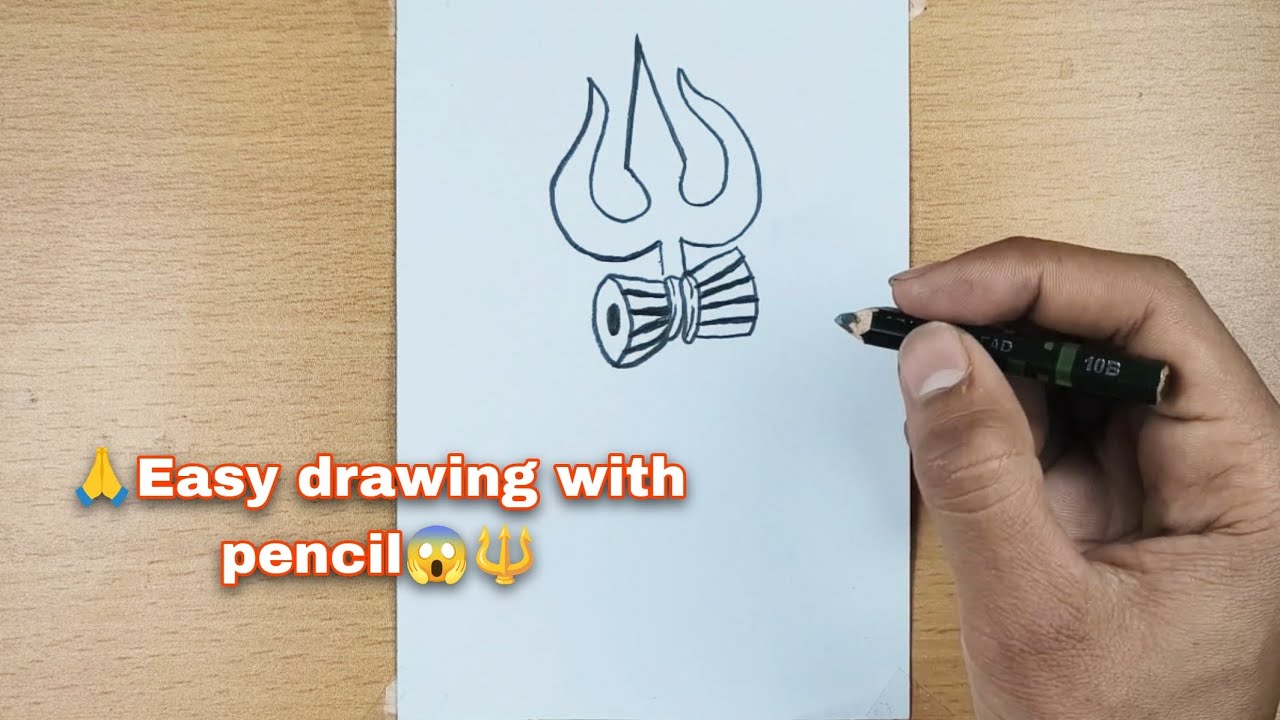 🔱😱 Trishul drawing/ trishul tattoo drawing/ 🙏mahadev trishul damru ...