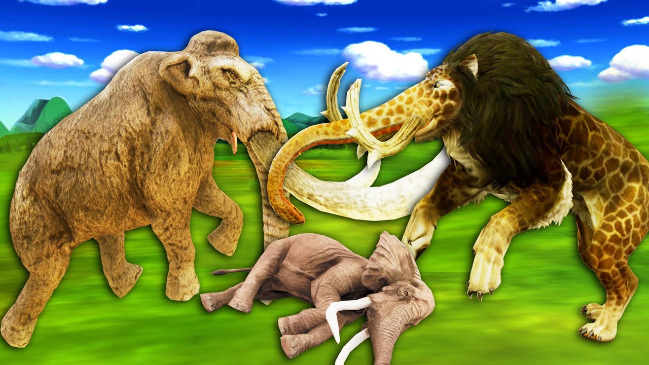 Monster Lion Mammoth vs Woolly Mammoth Fight Baby Elephant Saved By ...